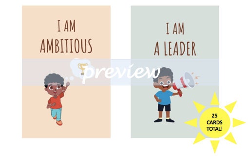 Positive Affirmation Cards for Black Boys, Motivational Cards, Daily ...
