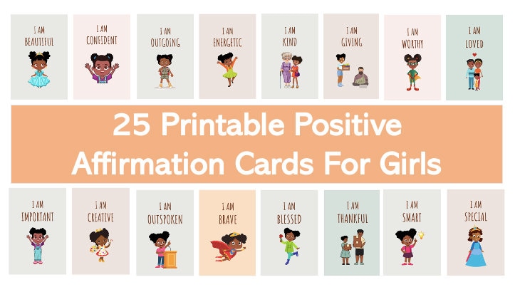 Positive Affirmation Cards for Black Girls, Motivational Cards, Daily ...