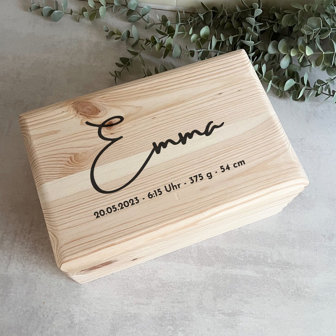 Wooden Box Baby, Memory Box, Keepsake Box Baby, Birth Gift, Baby Gift ...