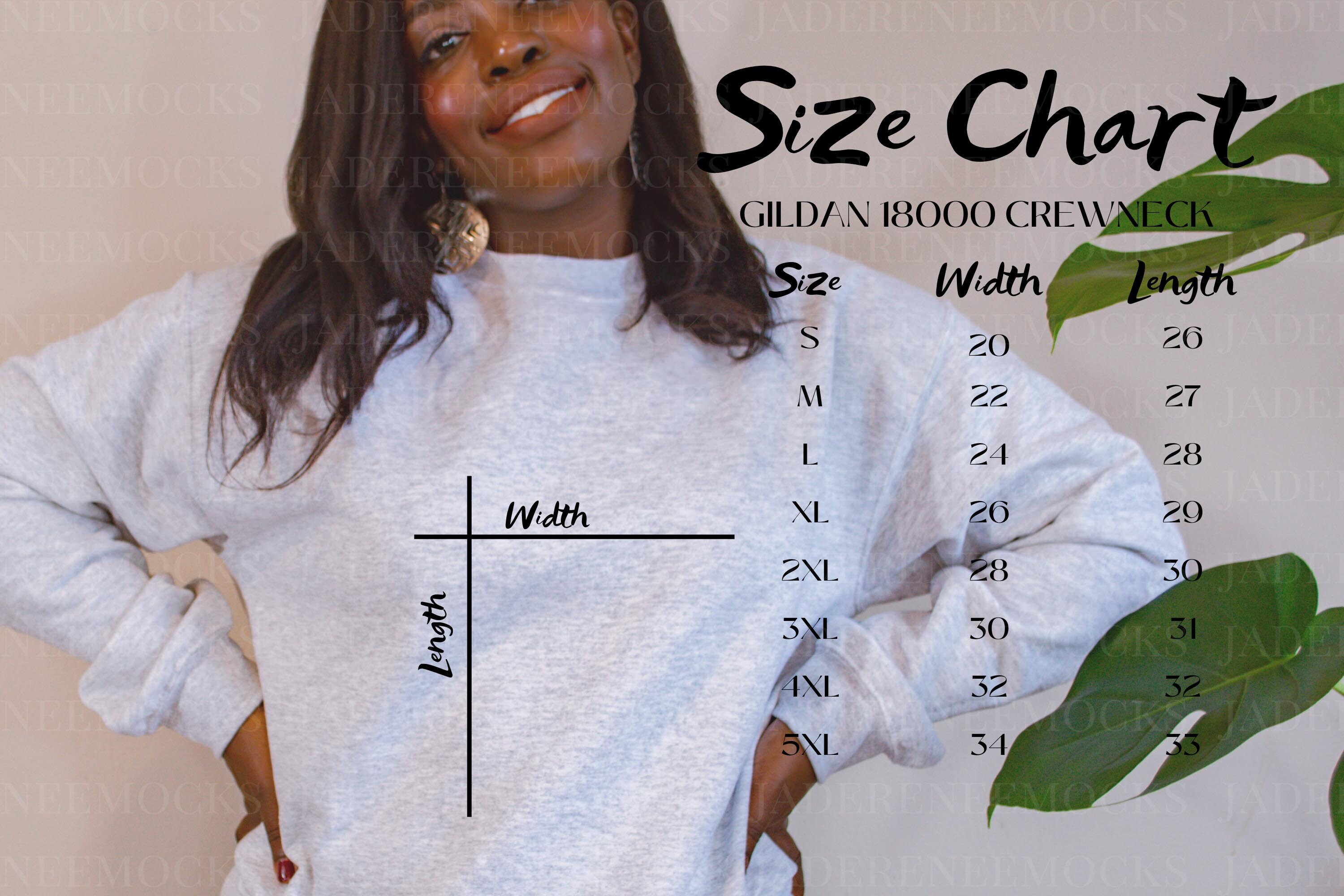 Gildan 18000 Sizing Chart Black Model Size Chart Gildan - Etsy