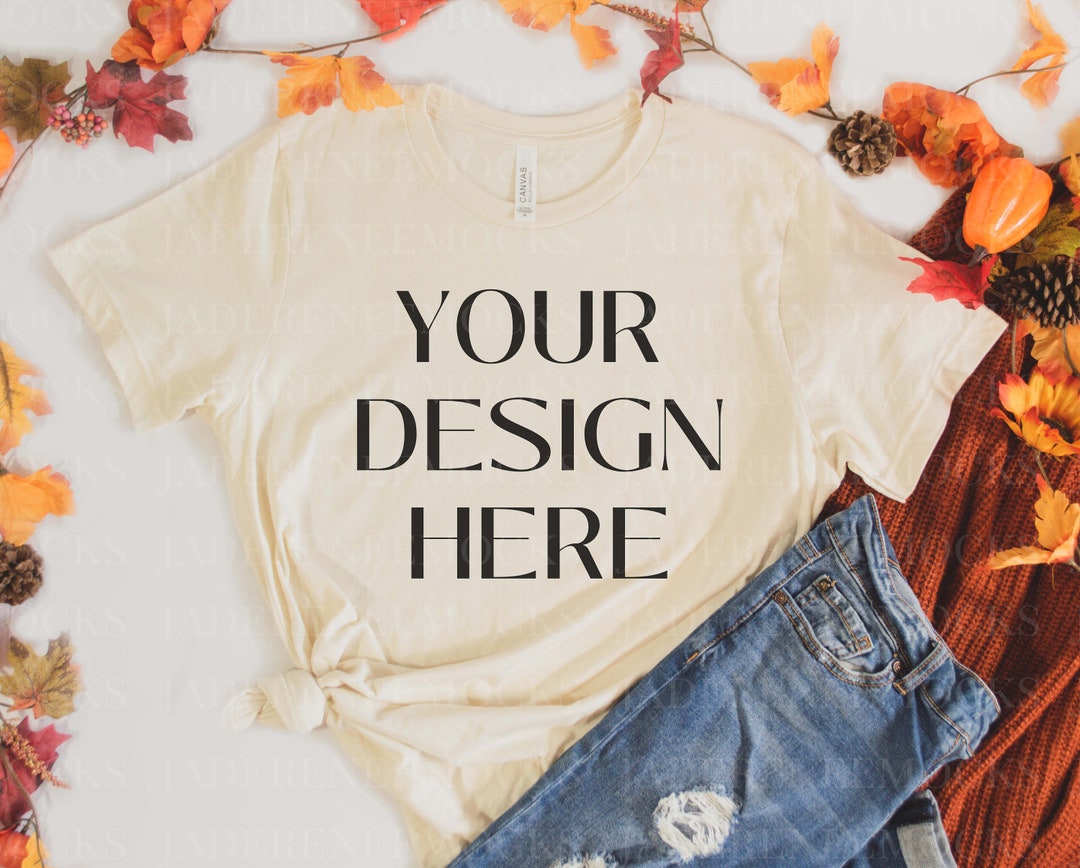 Natural Fall T-shirt Mockup Retro Fall Flatly Mockup Bellacanvas ...