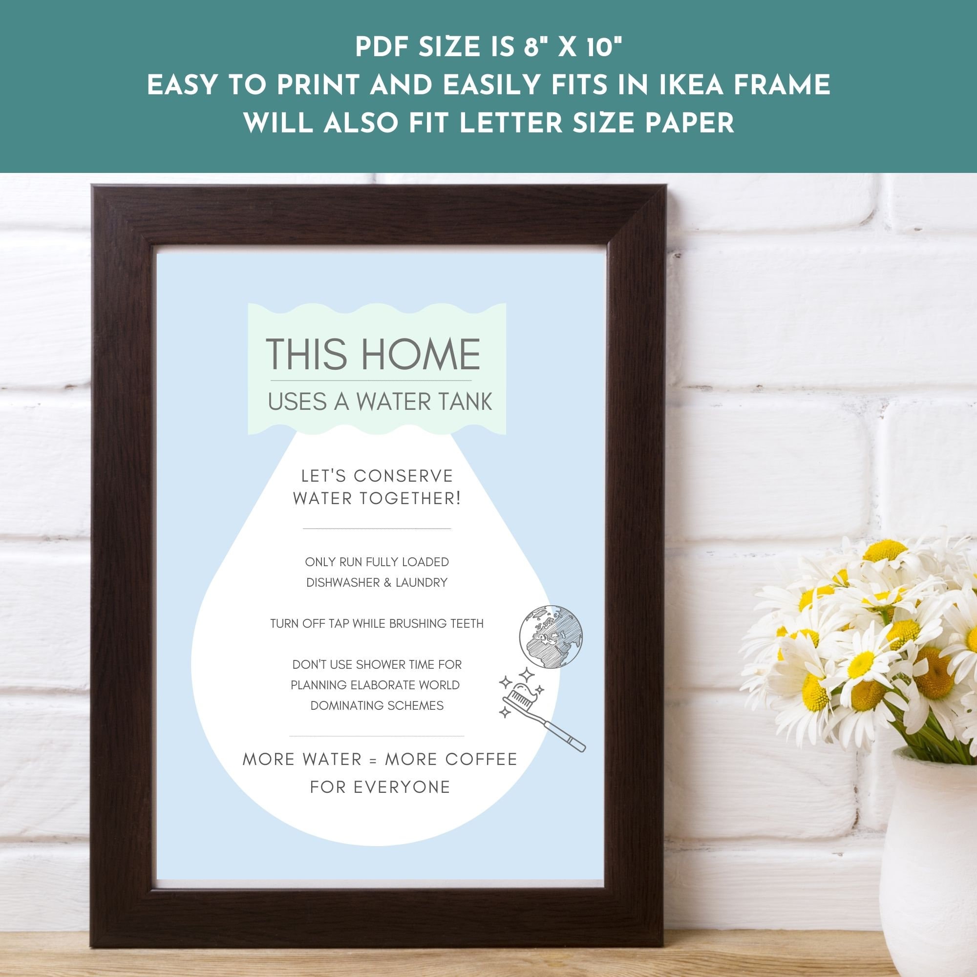 Save Water Sign Water Rules Print Instant Download - Etsy