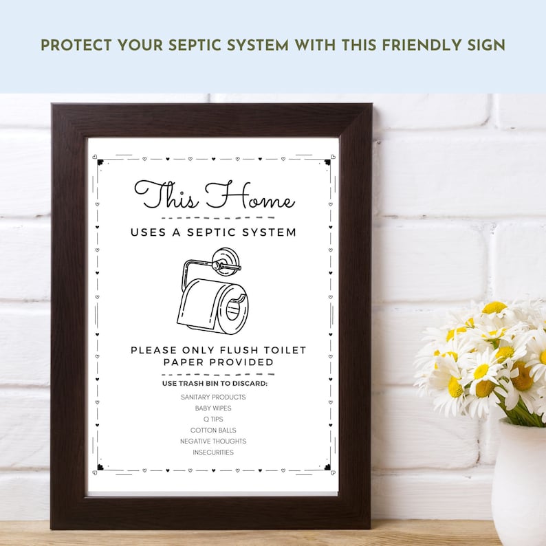 Septic Sign Bathroom - Septic Tank Sign - Printable - Etsy