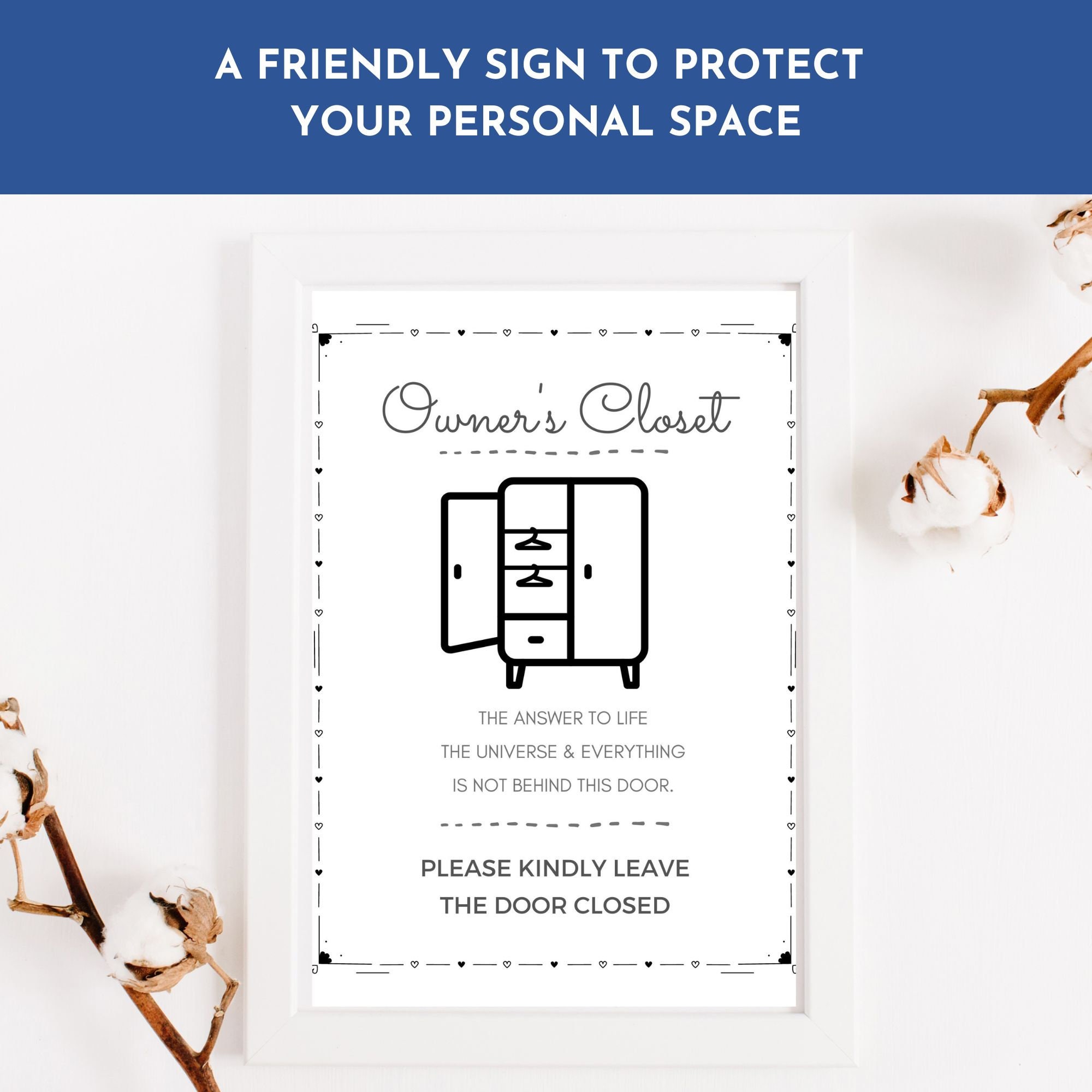 Owners Closet Sign - Closet Door Sign - Instant Download - Etsy