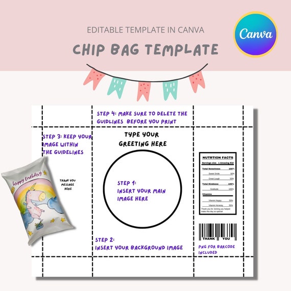 Chip Bag Template Canva Chip Bag Template Instant Download | Etsy Canada
