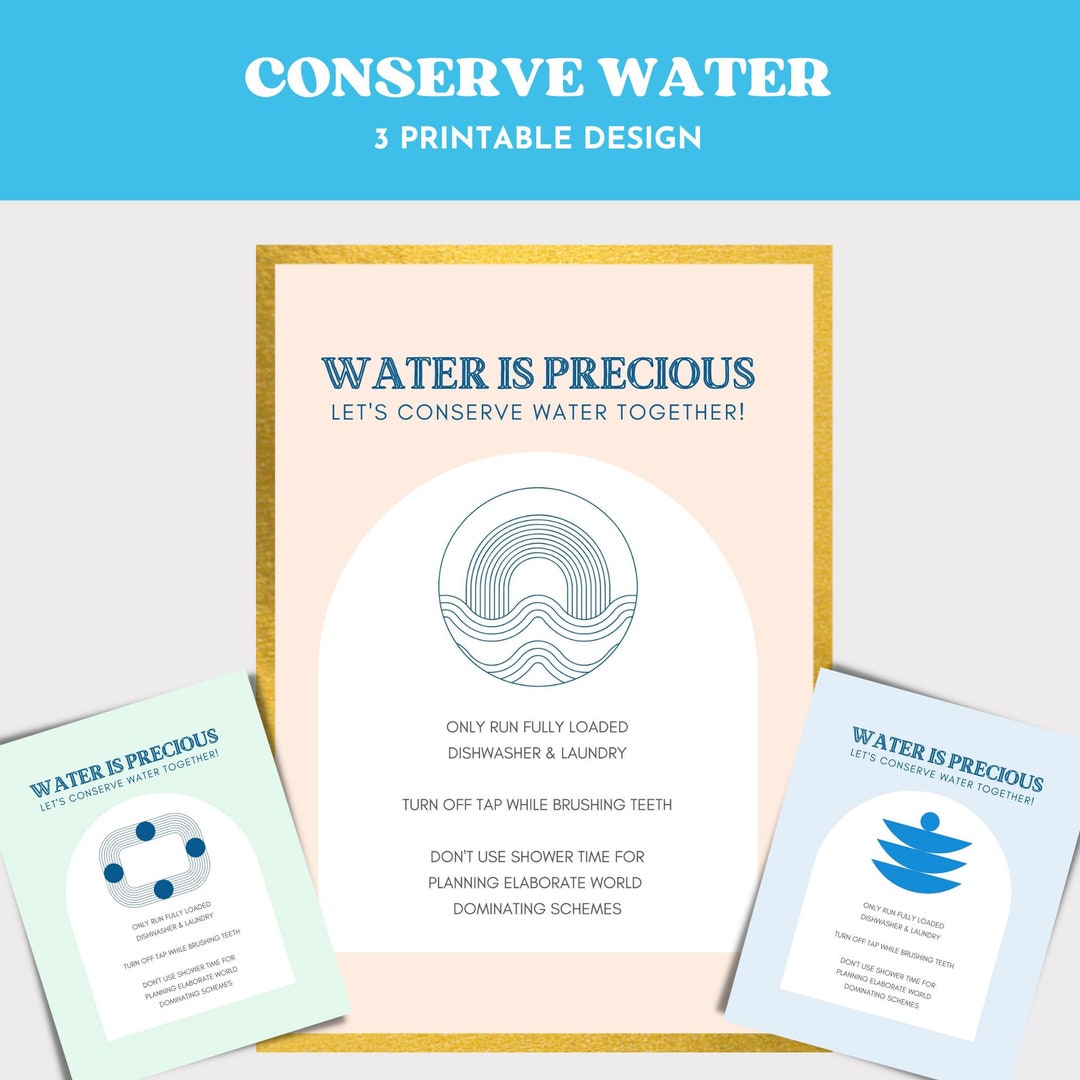 Conserve Water Sign - Drought Sign - Airbnb Sign - Etsy