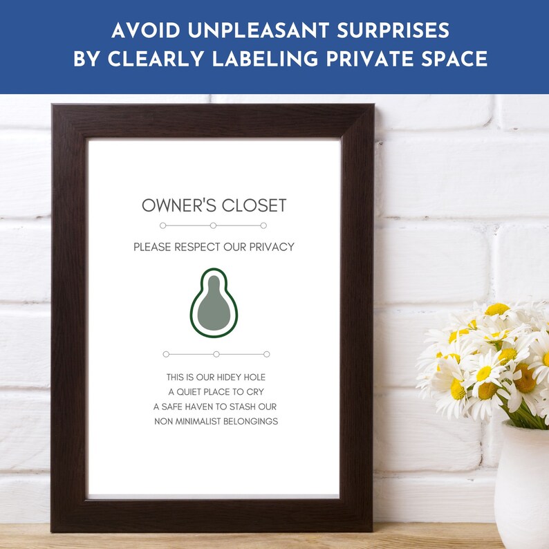 Closet Door Sign Owner's Closet Sign Rental Property Sign Printable - Etsy