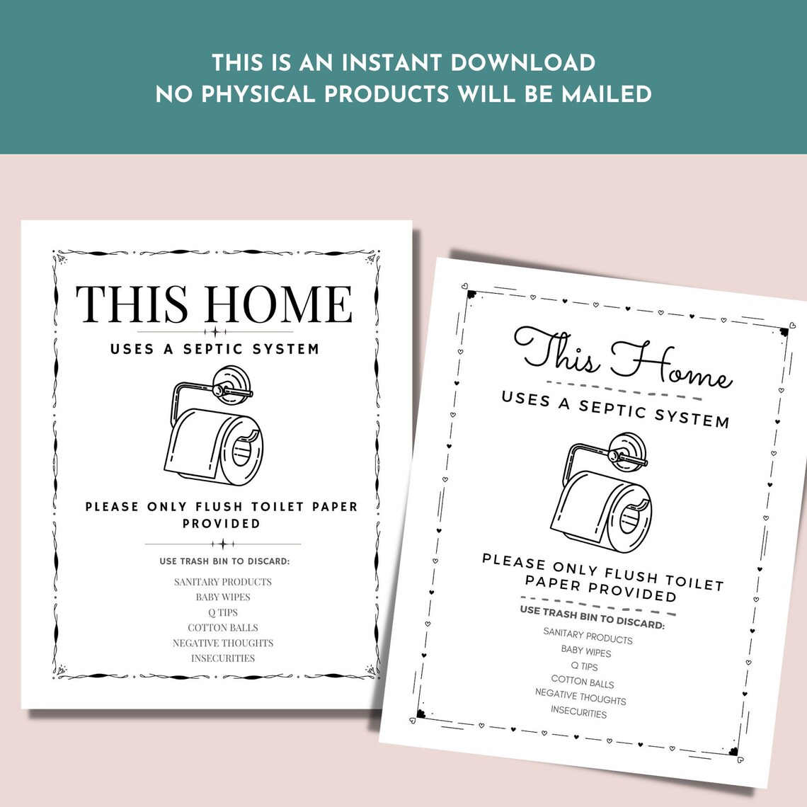 Septic Sign Bathroom - Septic Tank Sign - Printable - Etsy