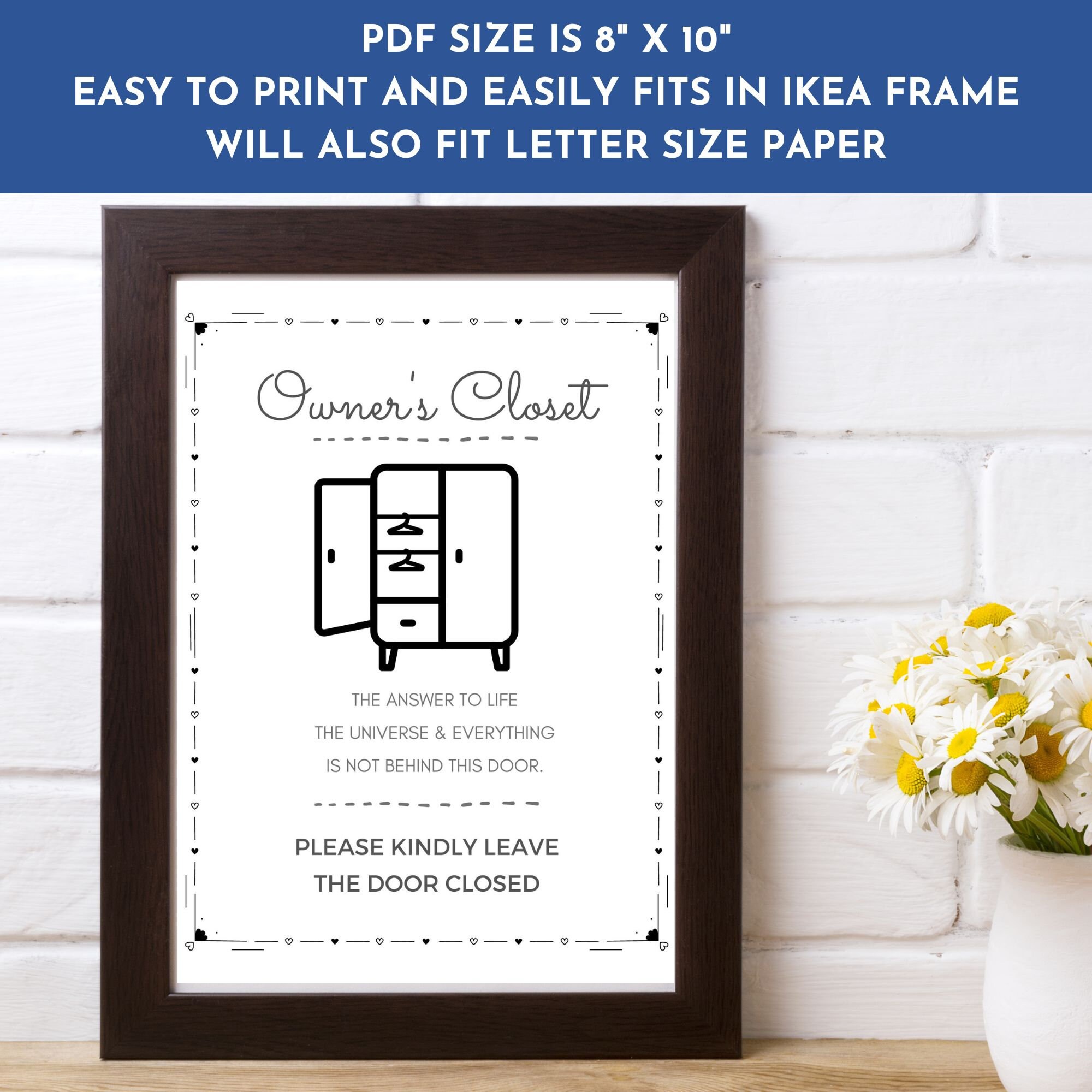 Owners Closet Sign Closet Door Sign Instant Download - Etsy