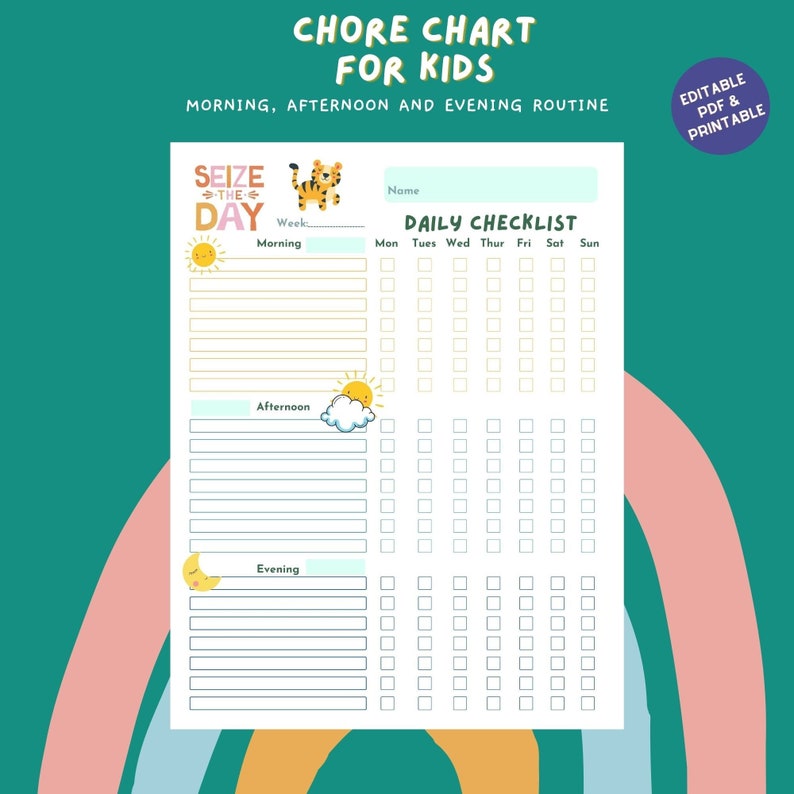 Morning Routine Chart - Chore Chart for Kids - Kids Daily Duties ...