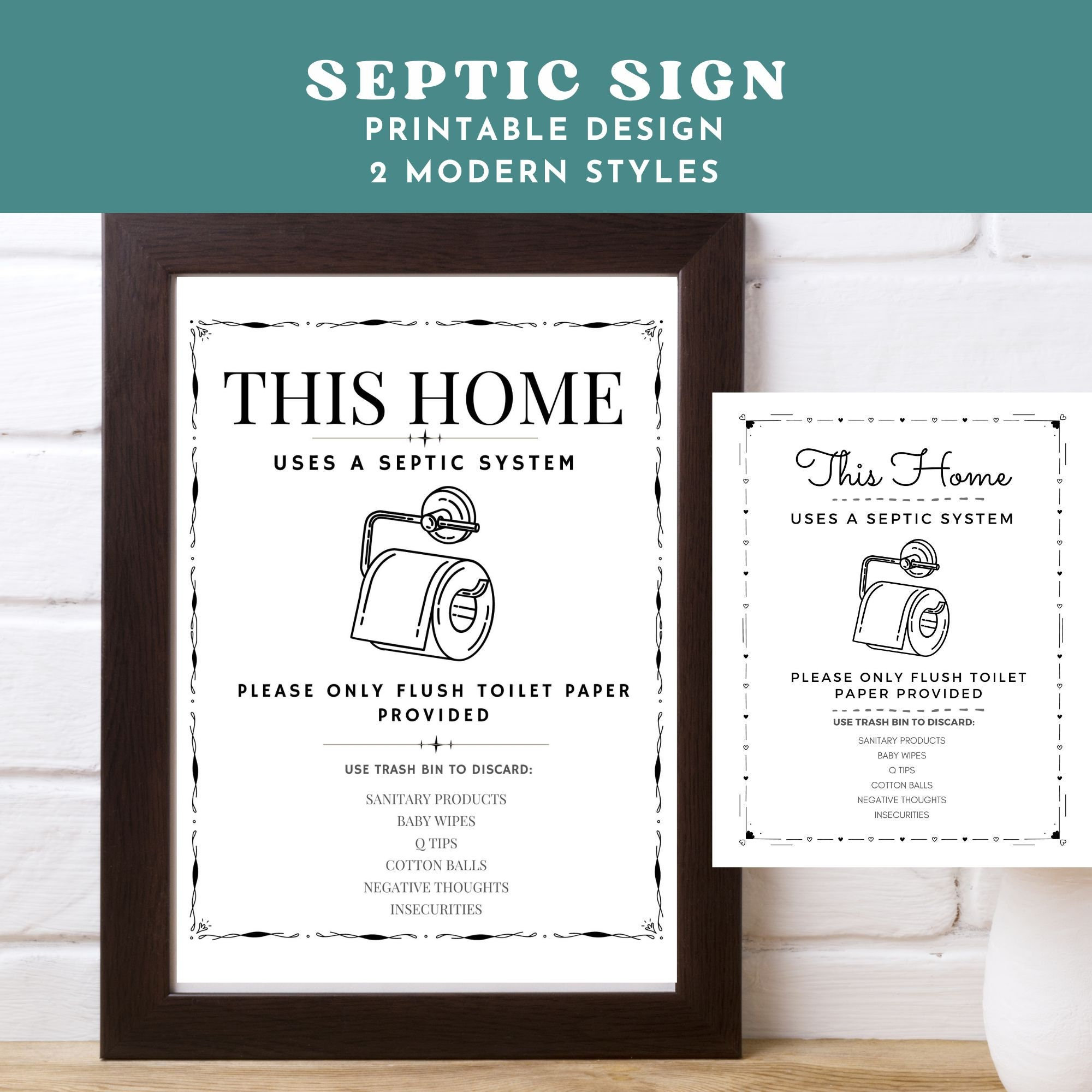 Septic Sign Bathroom Septic Tank Sign Printable - Etsy Canada