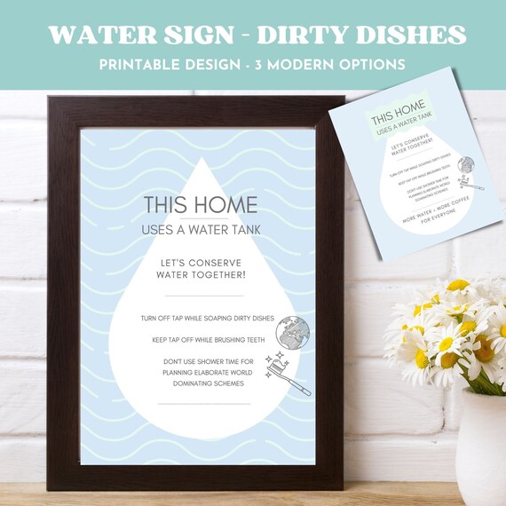 Water Tank Conserve Water Sign CUSTOM Dirty Dishes - Etsy