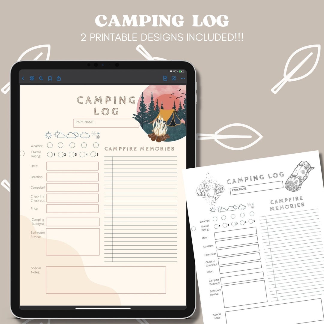 Camp Log - Camping Journal - RV Journal - Outdoor Activities - Outdoor ...