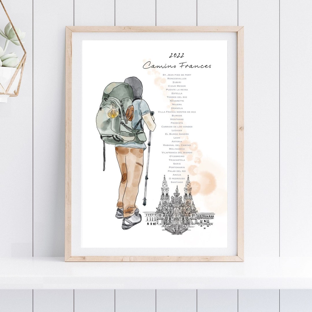 Personalized Hiking Poster Custom Portrait for 1 Person Camino De ...