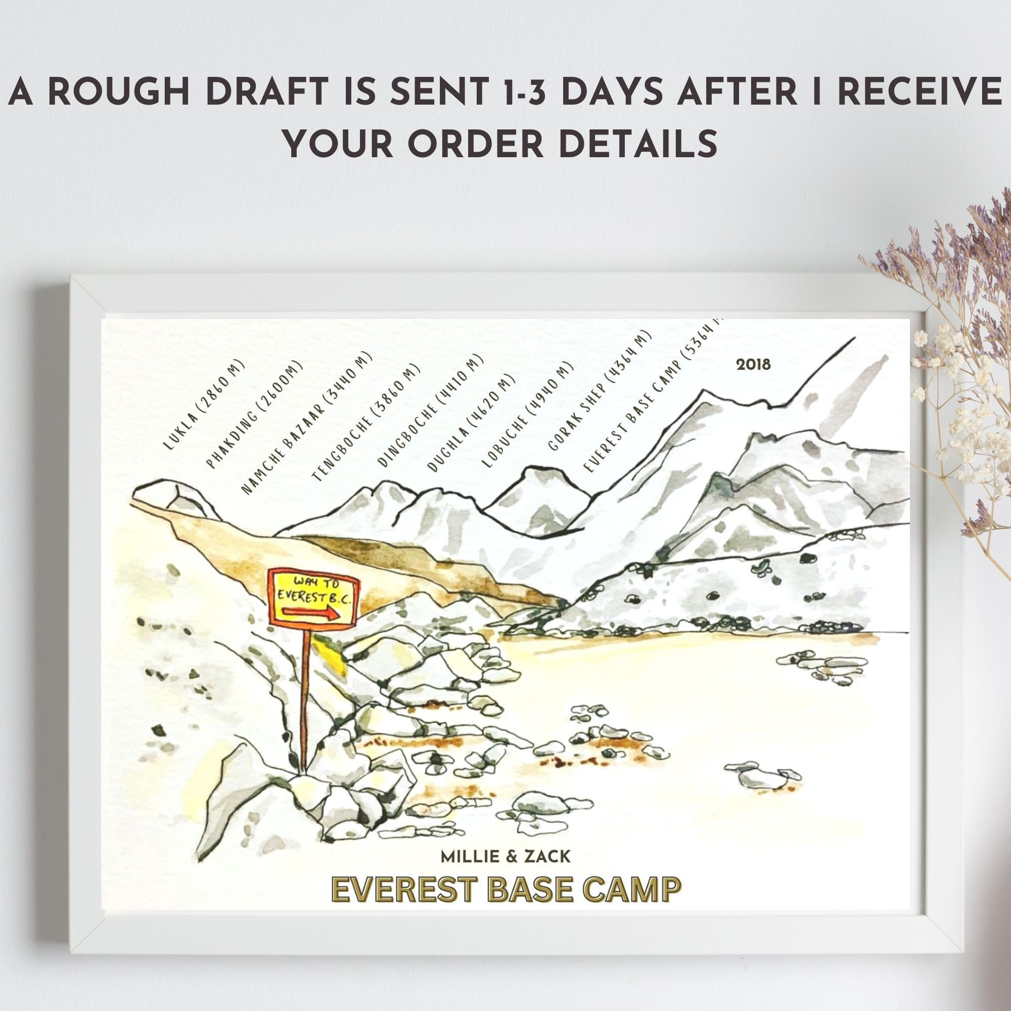Everest Base Camp Trek Custom Trail Map Personalized Hiking Gift ...
