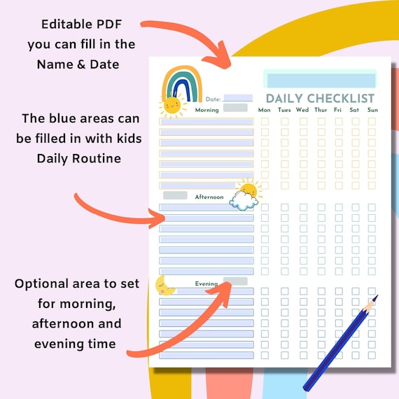 Kids Daily Routine Chart ADHD Planner Printable Planner Kids Daily Routine Chart ADHD Planner Printable Planner