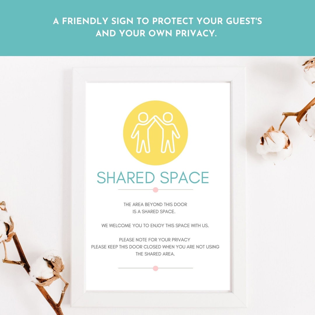 Common Area Sign - Printable Privacy Sign - Shared Space - Airbnb Sign ...