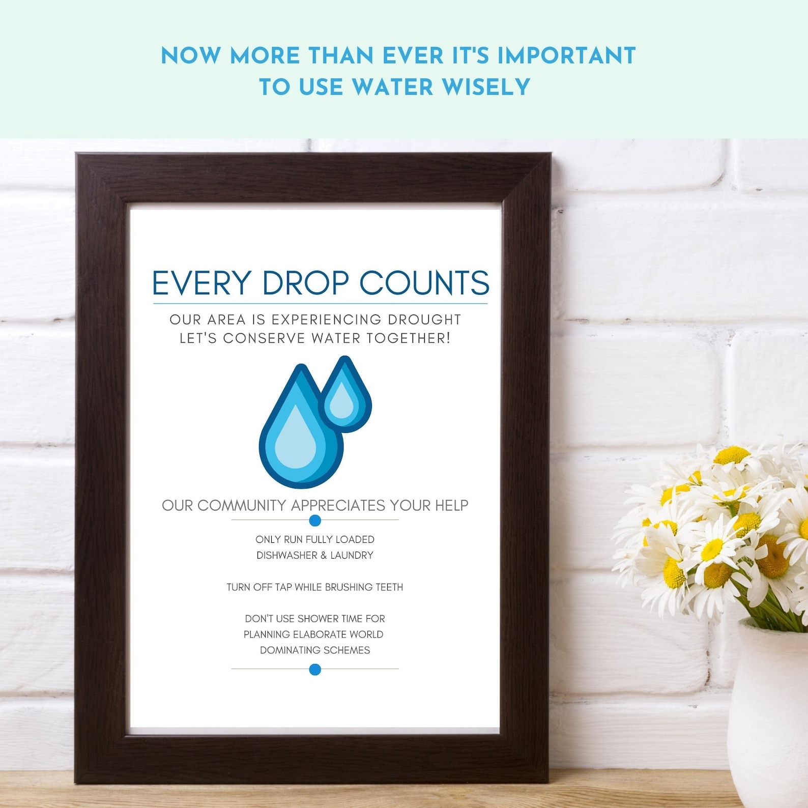 Conserve Water Sign Save Water Sign Water Rules Print Instant Download ...