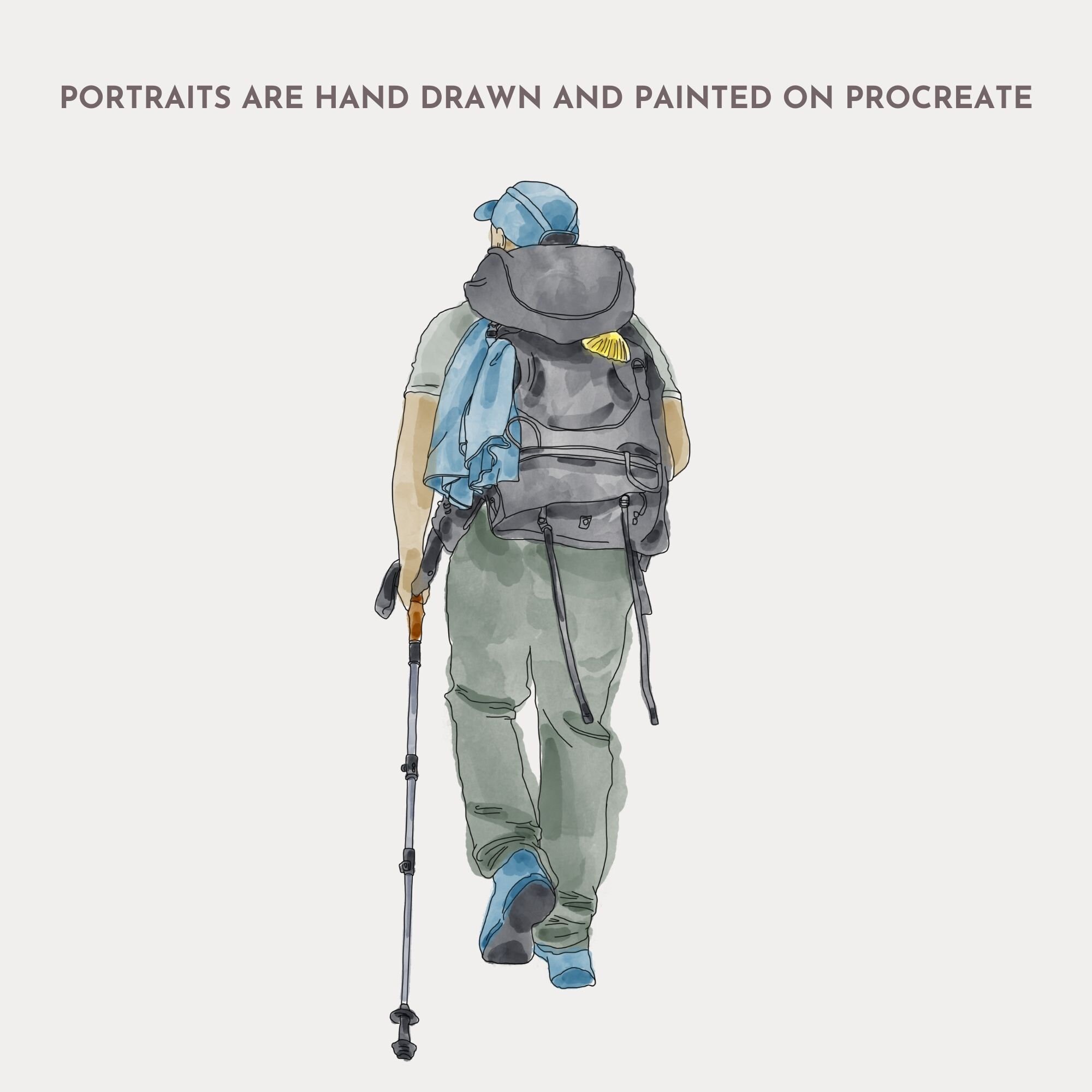 Custom Camino Portrait for 3 People - Digital Watercolor Painting ...