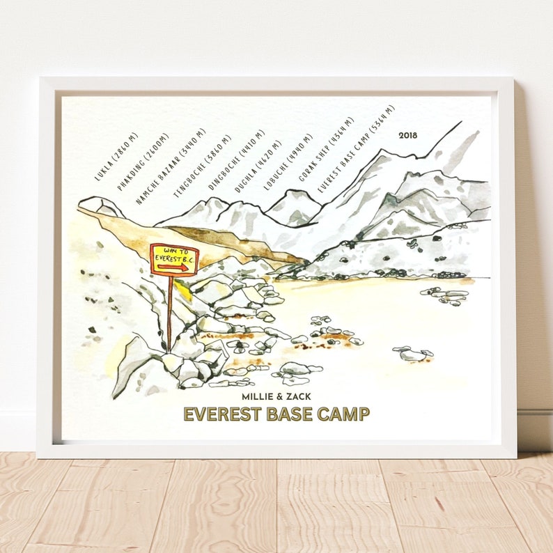 Everest Base Camp Trek Custom Trail Map Personalized Hiking Gift ...