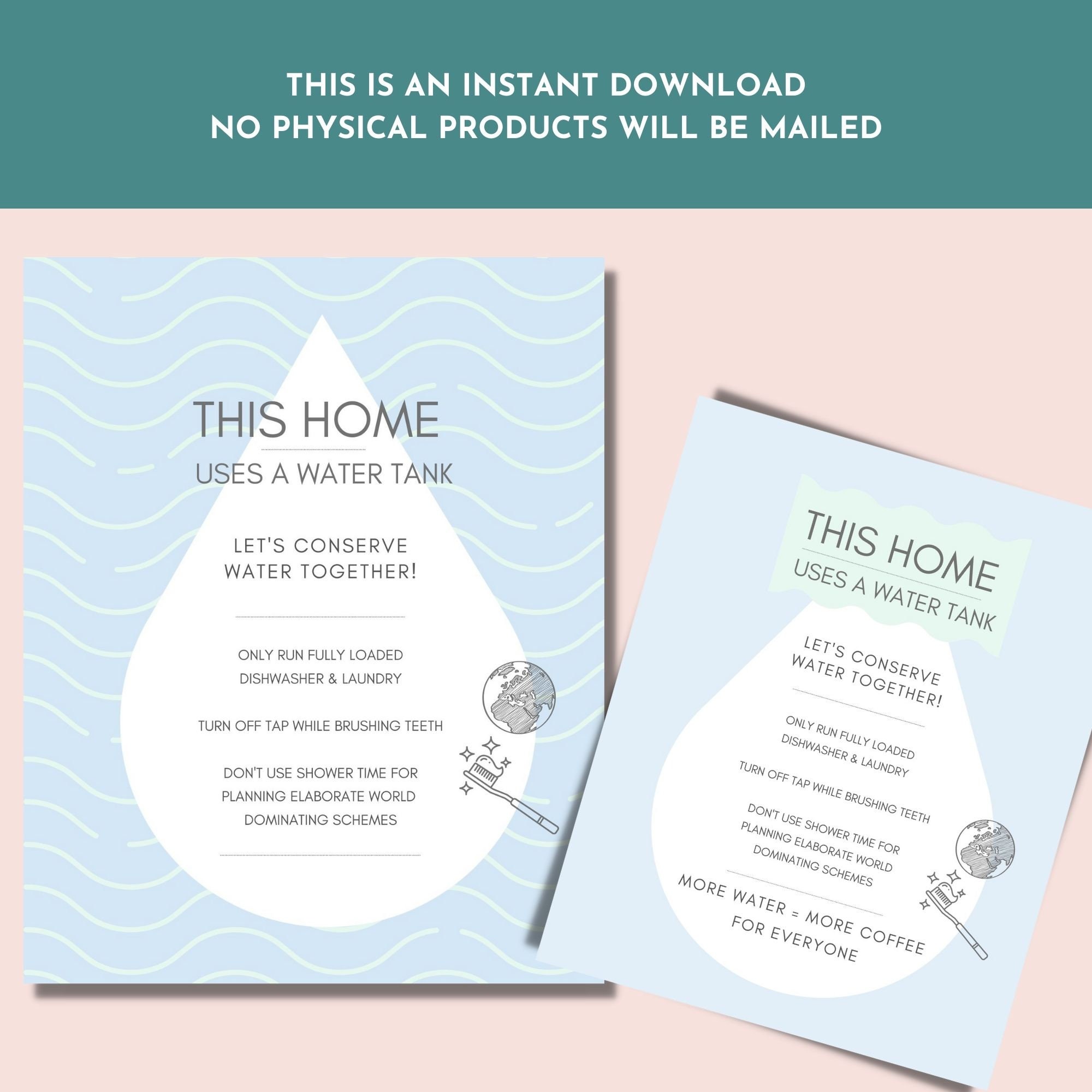 Save Water Sign - Water Rules Print - Instant Download - Etsy