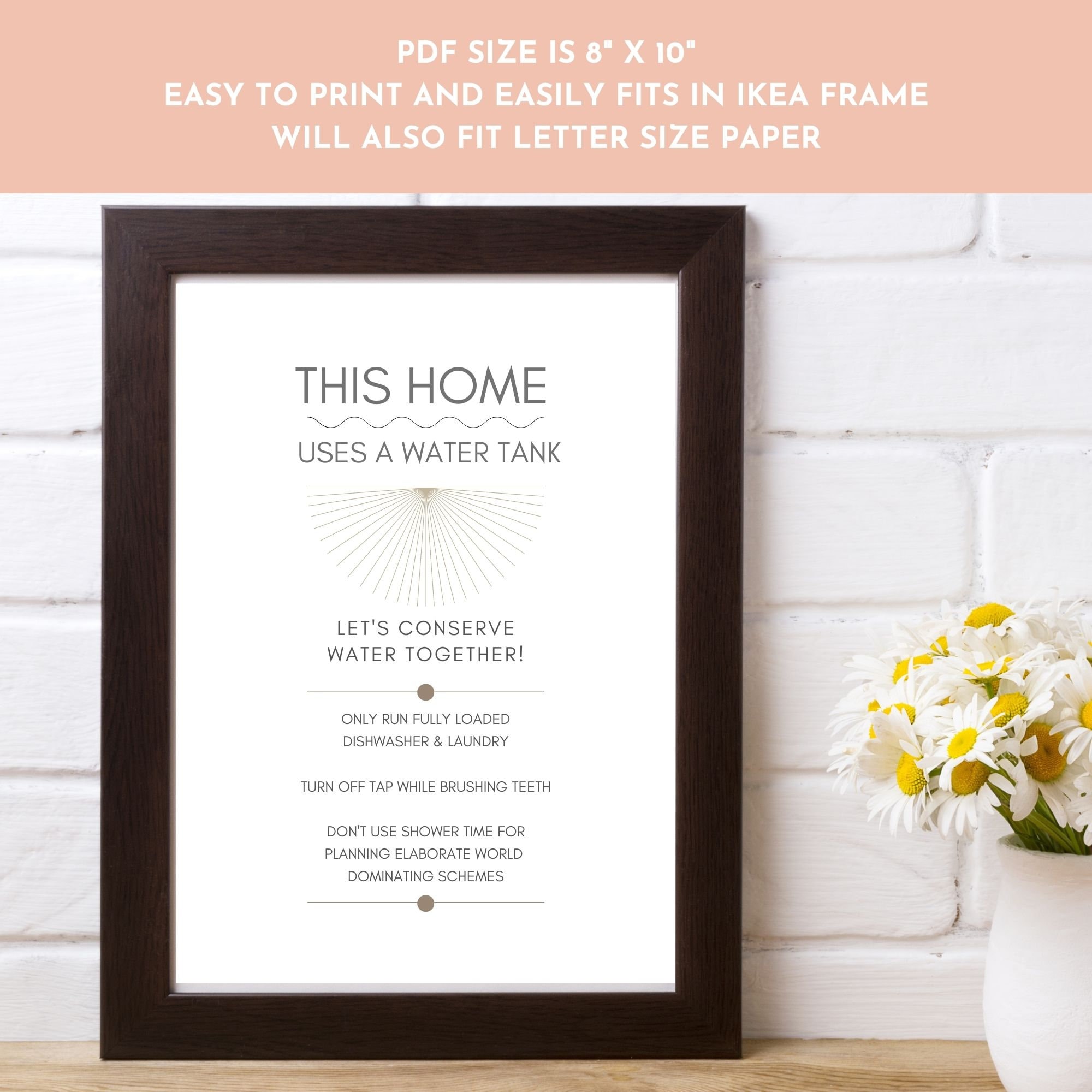 Water Rules Print - Conserve Water Sign - Airbnb Sign - Etsy