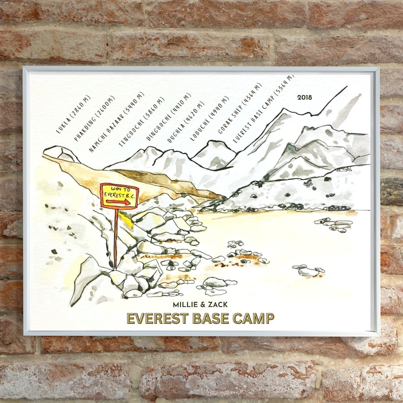 Everest Base Camp Trek Custom Trail Map Personalized Hiking Gift ...