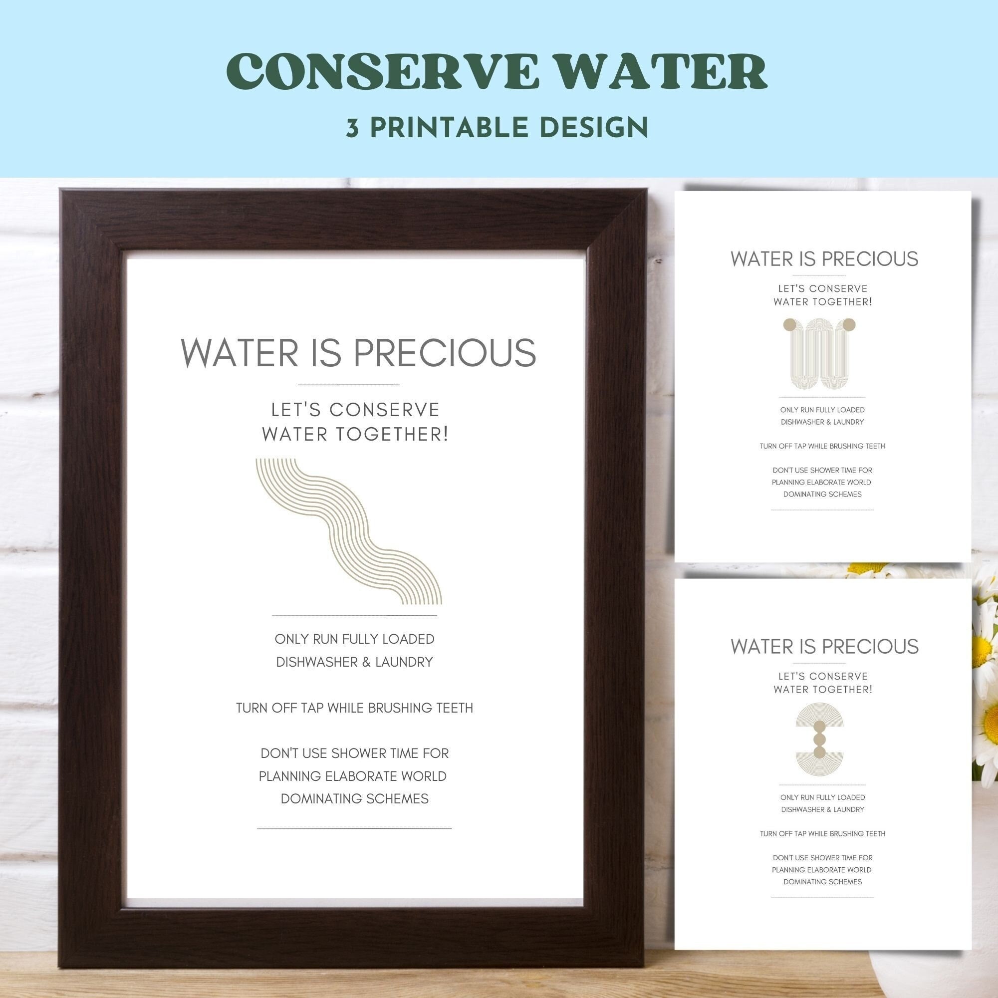 Conserve Water Sign Save Water Sign Instant Download - Etsy