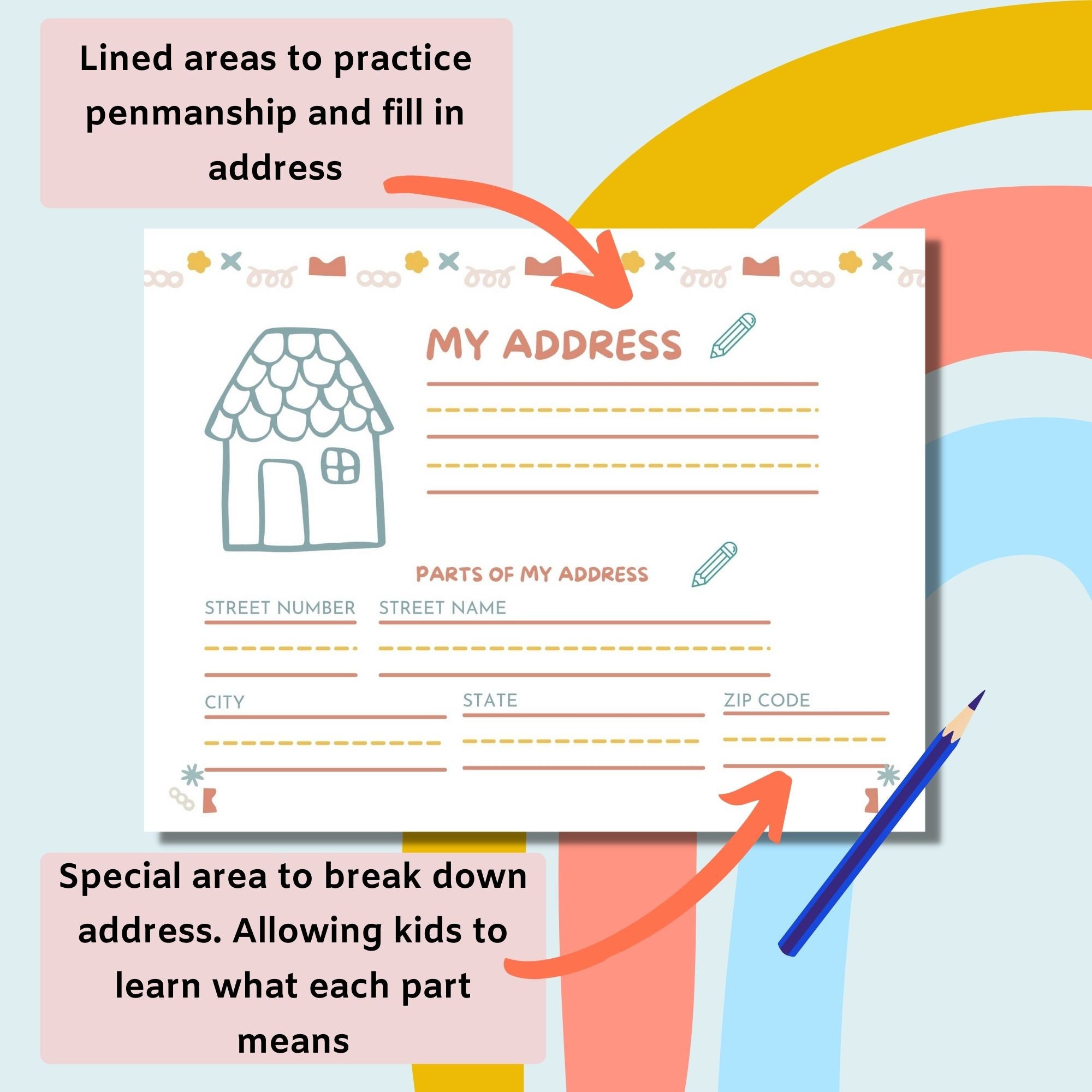 Busy Book Printable Activity Kids Address Book Homeschool Learning USA ...