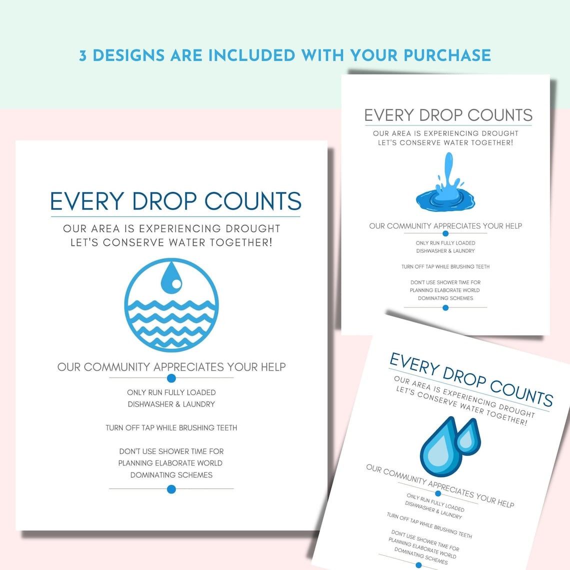 Conserve Water Sign - Save Water Sign - Water Rules Print - Instant ...