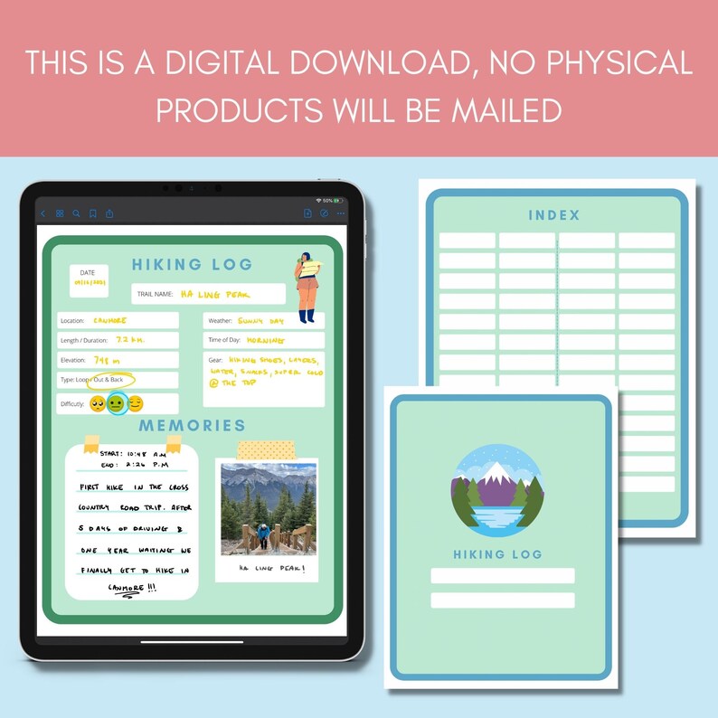 Printable Hiker Log Hike Tracker Trekking Journal - Etsy