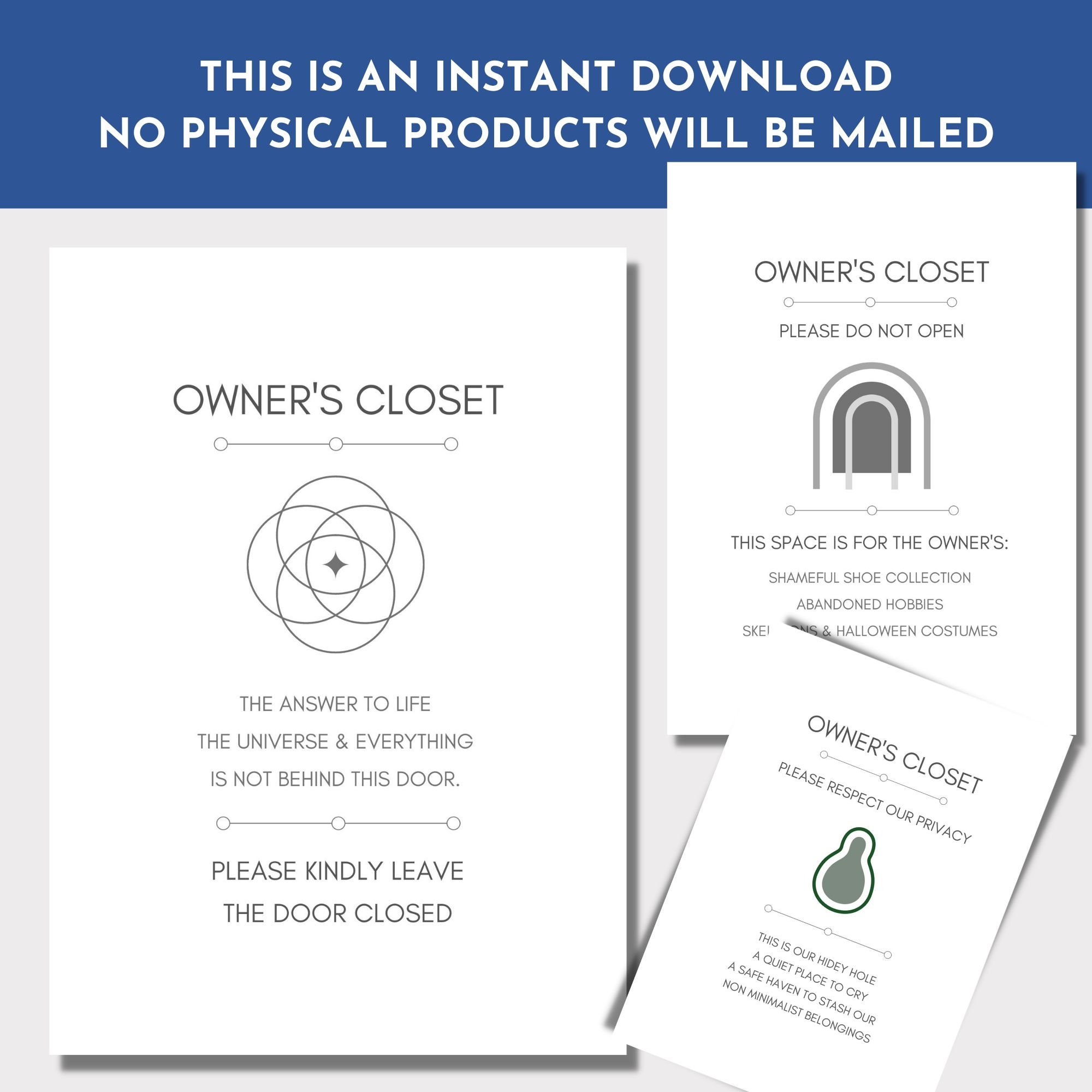 Closet Door Sign Owner's Closet Sign Rental Property - Etsy