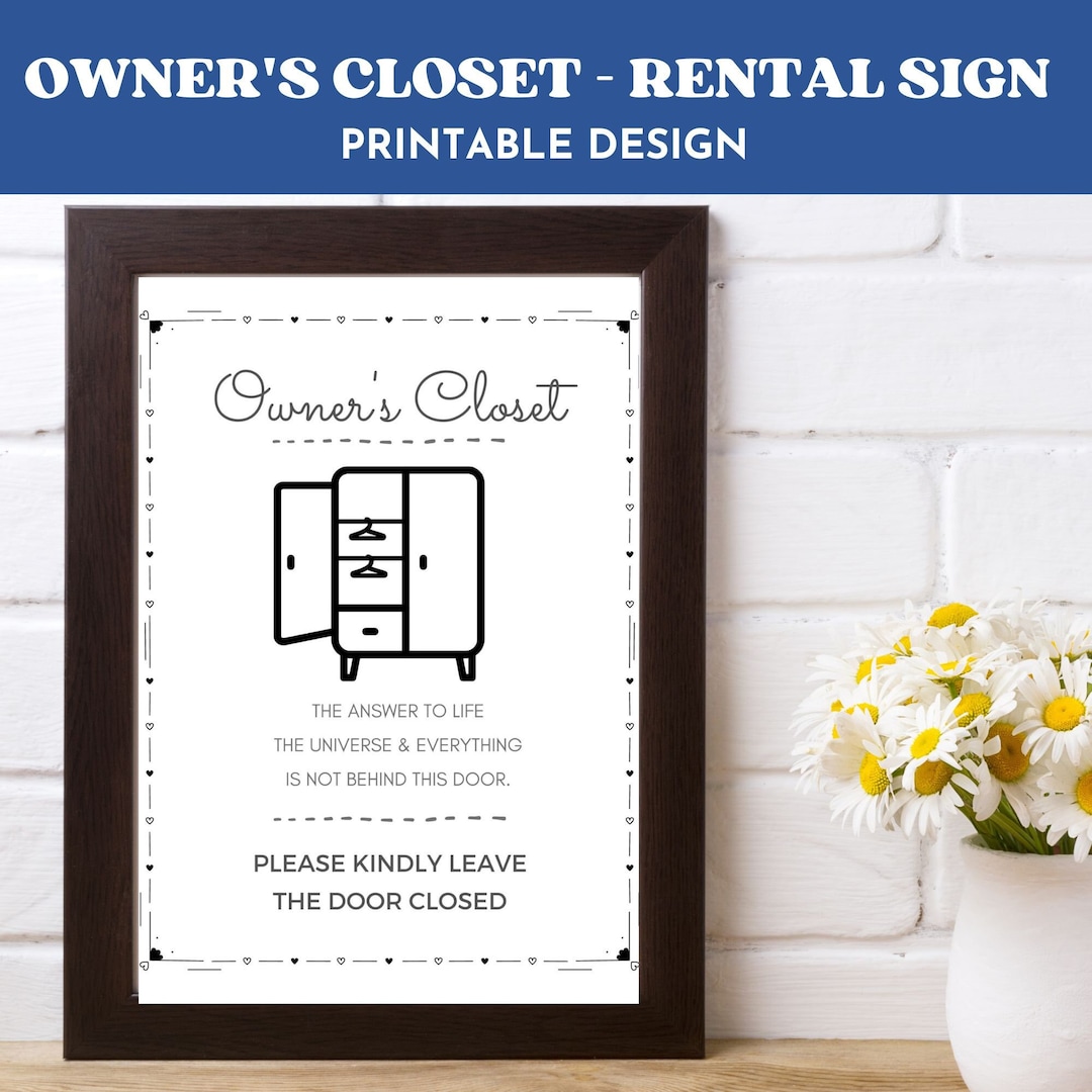 Owners Closet Sign - Closet Door Sign - Instant Download - Etsy