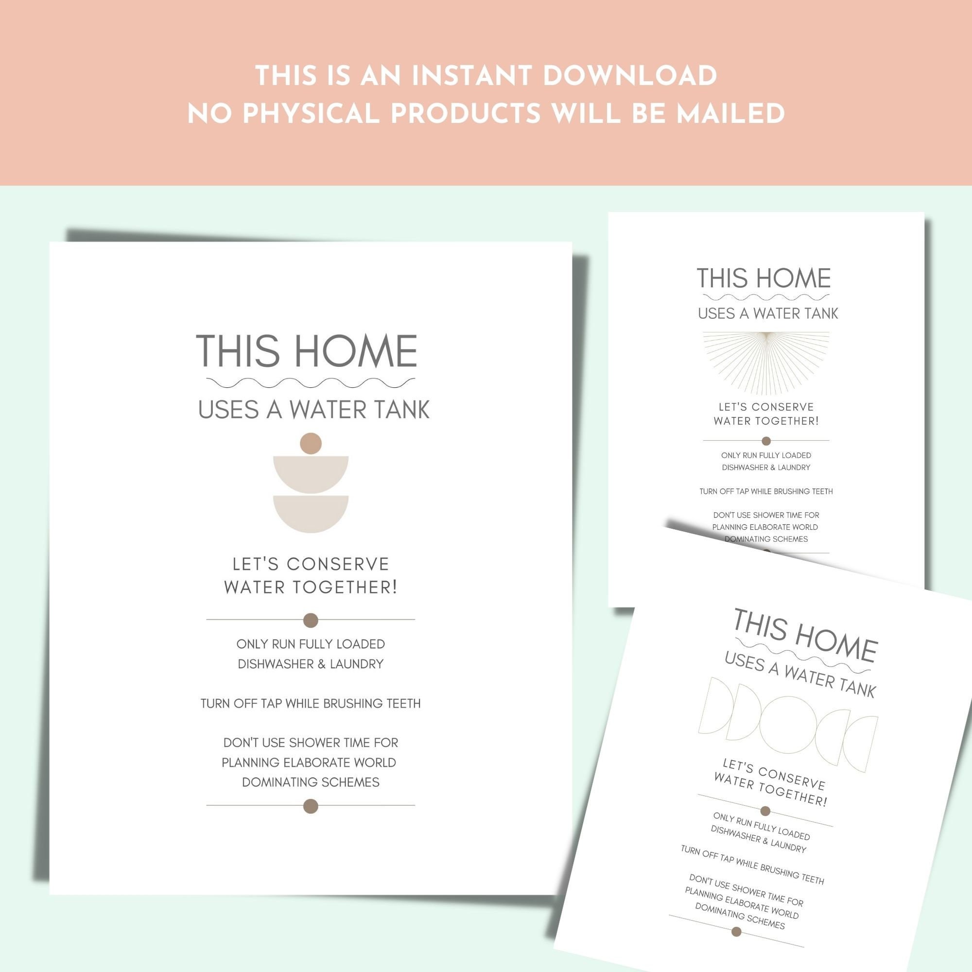 Water Rules Print - Conserve Water Sign - Airbnb Sign - Etsy