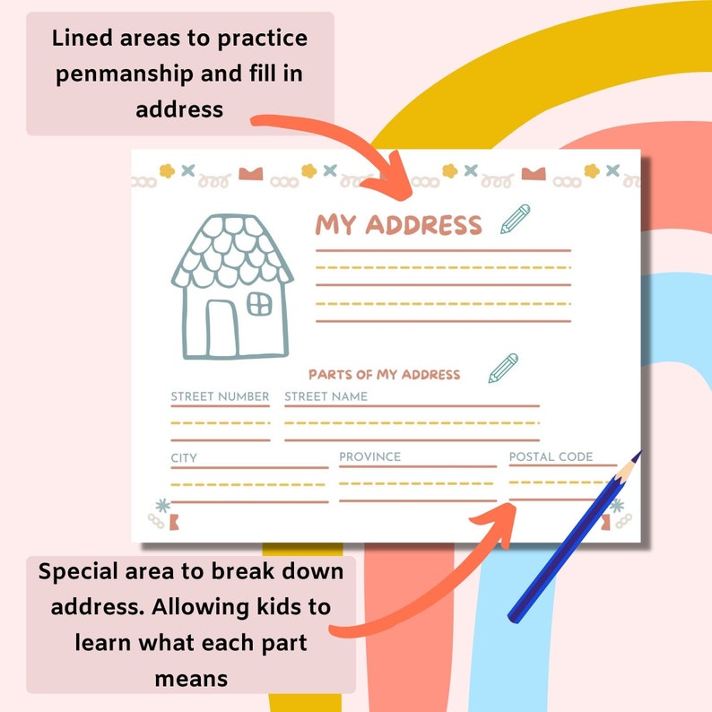 Kids Printable Busy Book Activity Address Practice Homeschool Learning ...