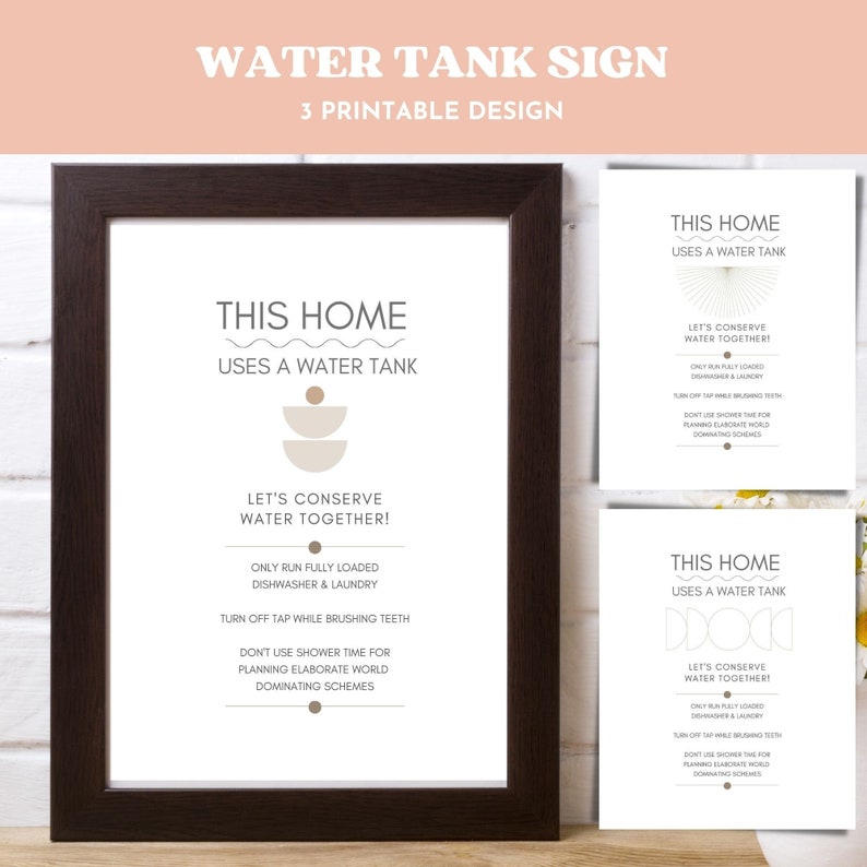 Water Rules Print - Conserve Water Sign - Airbnb Sign - Etsy