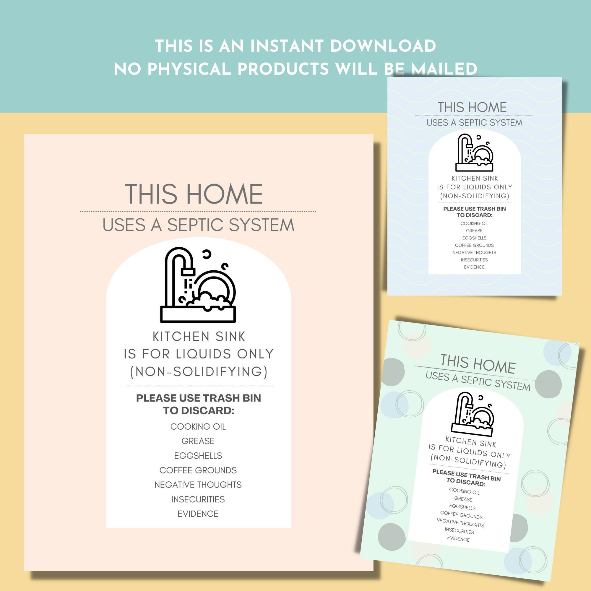 Liquids Only - Kitchen Sink Sign - Septic System Sign - Etsy