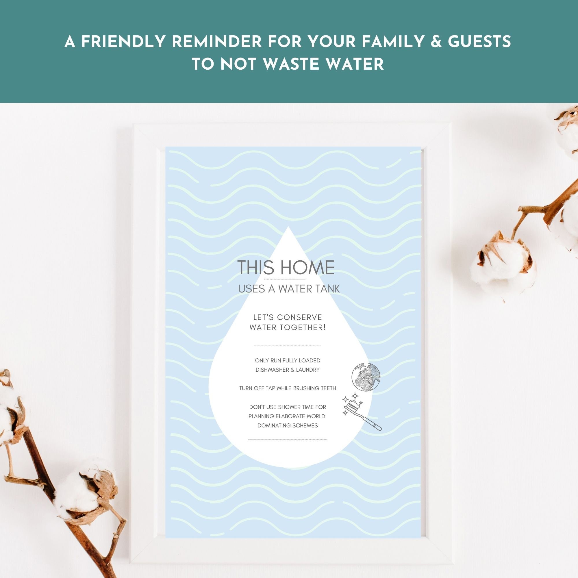 Save Water Sign - Water Rules Print - Instant Download - Etsy