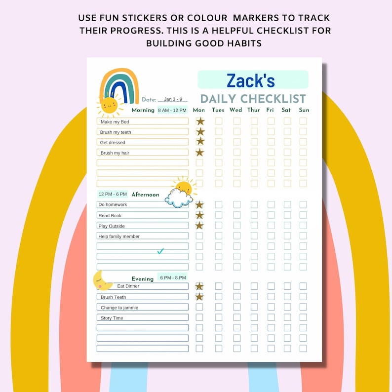 Kids Daily Routine Chart ADHD Planner Printable Planner - Etsy Australia