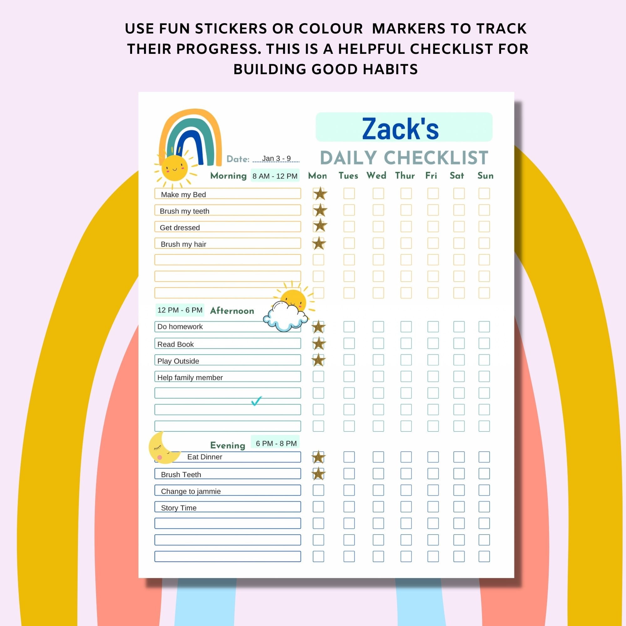 Kids Daily Routine Chart ADHD Planner Printable Planner Kids Daily Routine Chart ADHD Planner Printable Planner