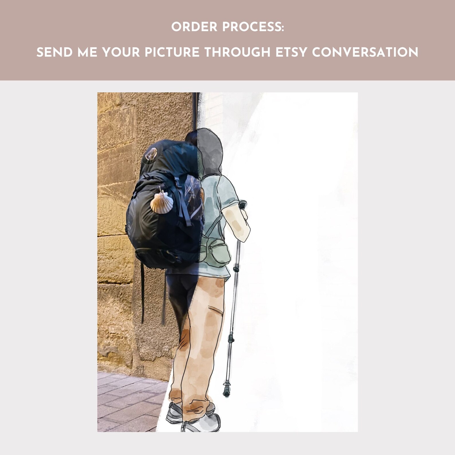 Personalized Hiking Poster - Custom Portrait for 1 Person From Back ...