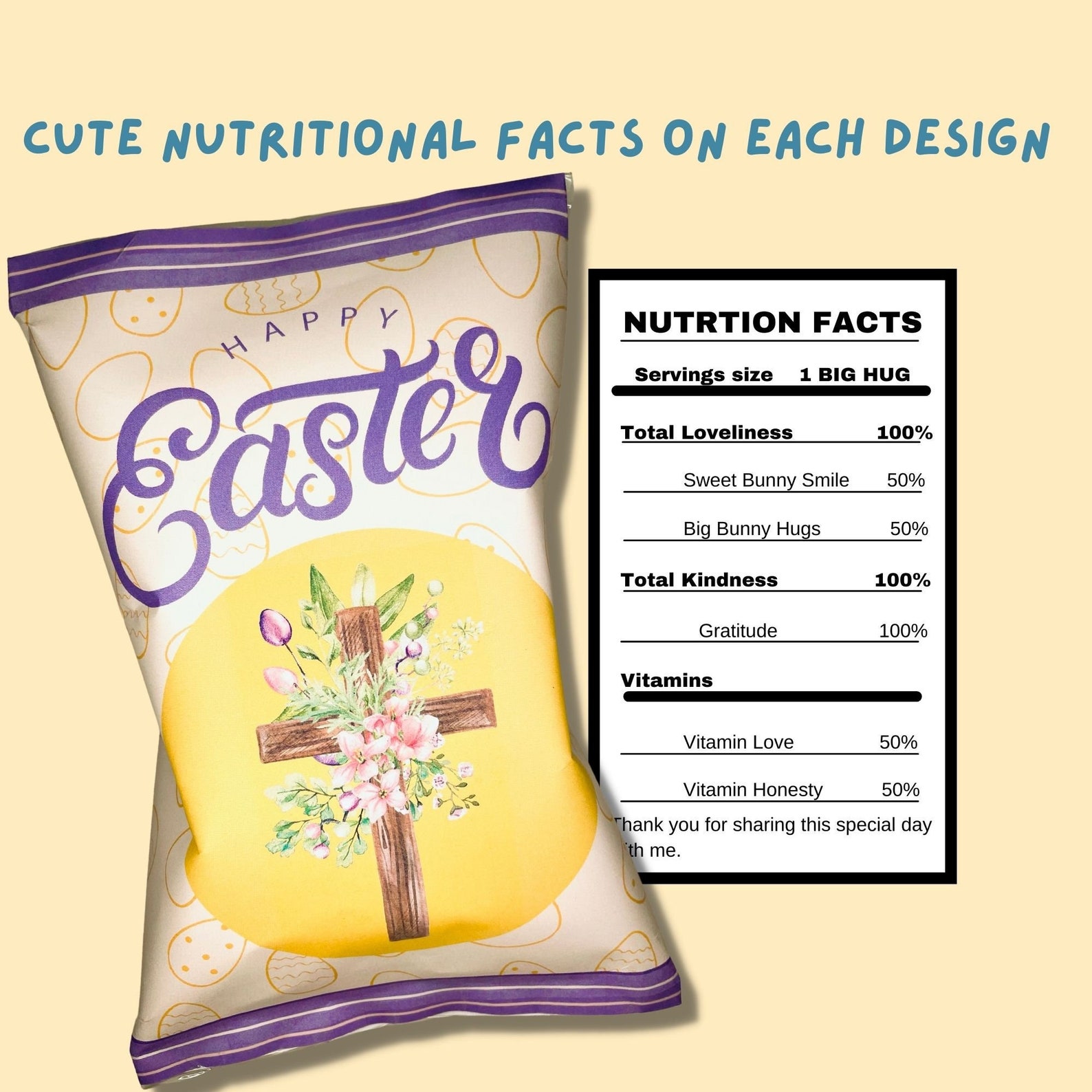 Printable Chip Bag - Easter Chip Bag - Cross Chip Bag - Religious Chip ...