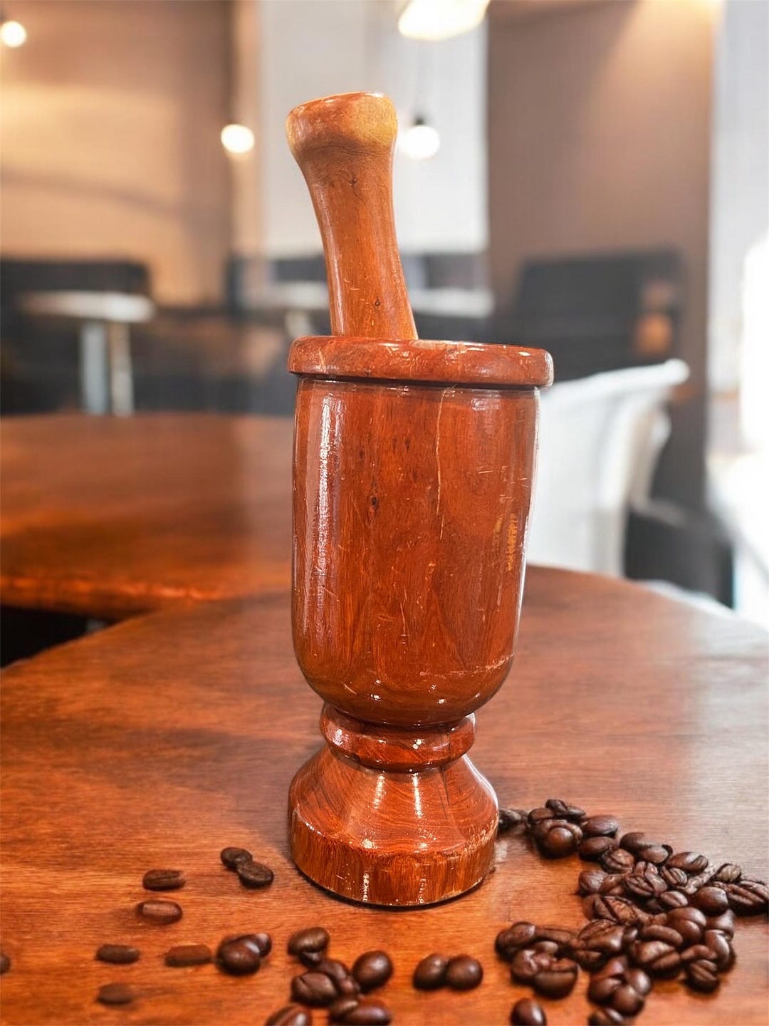 Pilon Rustic Wooden Pestle & Mortar - Etsy