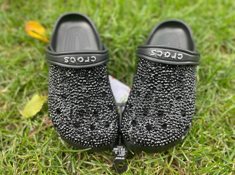 Black and Silver Fully Blinged Crocs - Etsy