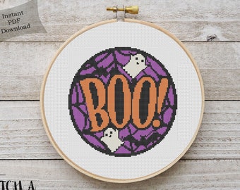 Modern Cross Stitch Boo Halloween Cross Stitch Pattern Printable PDF ...