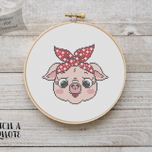 Pig Cross Stitch Pattern | Cross Stitch Pattern | Cute Piggy Cross ...
