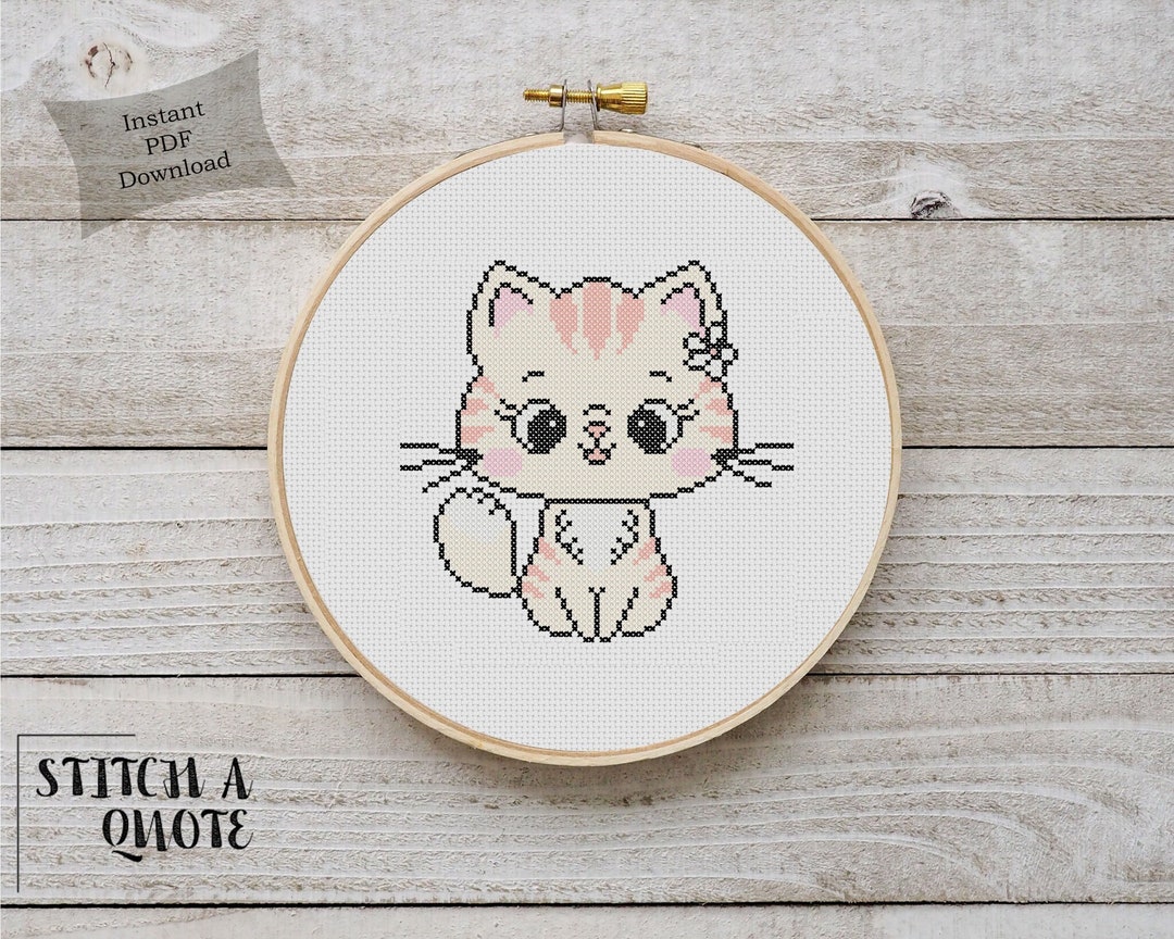 Cat Cross Stitch Pattern Cat Embroidery Simple Cat Cross Stitch Pattern ...