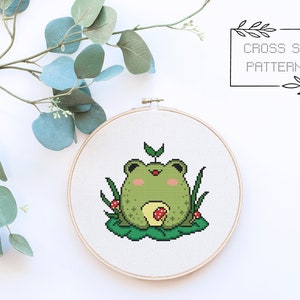 Frog Cross Stitch Pattern Simple Frog Cross Stitch Modern Cross Stitch ...