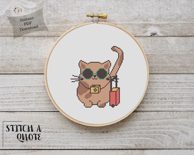 Cute Small Cat Cross Stitch Pattern Cat Simple Cross Stitch PDF Pattern ...