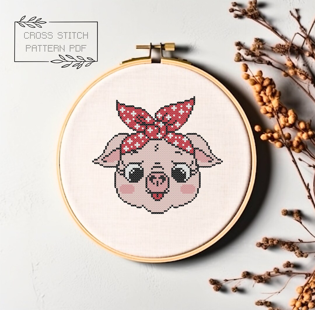 Pig Cross Stitch Pattern | Cross Stitch Pattern | Cute Piggy Cross ...